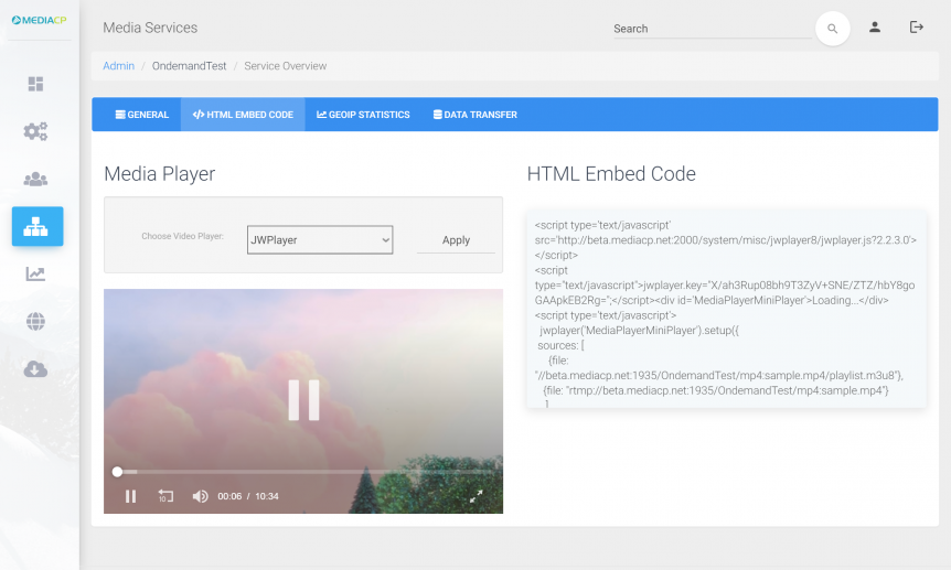 Wowza Media Control Panel - Media Control Panel