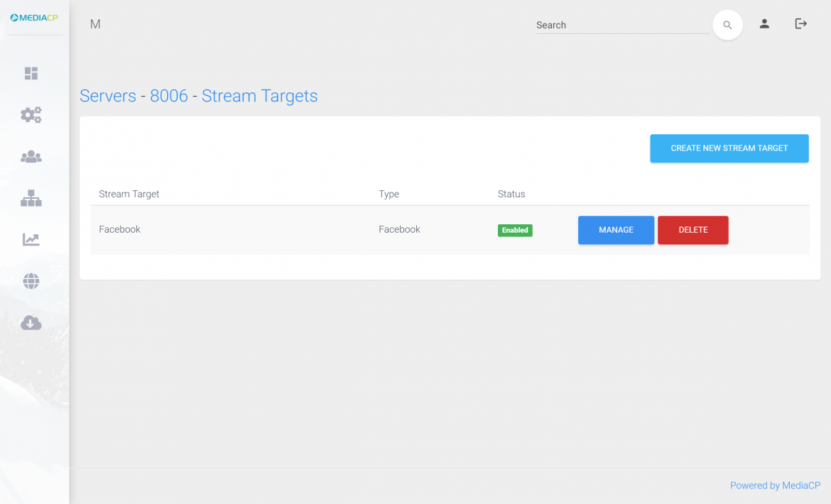 Flussonic Control Panel - Media Control Panel