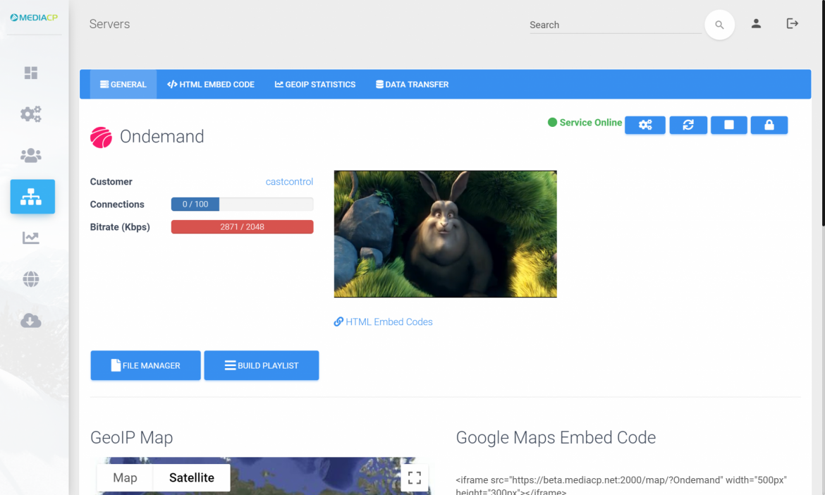 Painel de controle de mídia Wowza - Media Control Panel