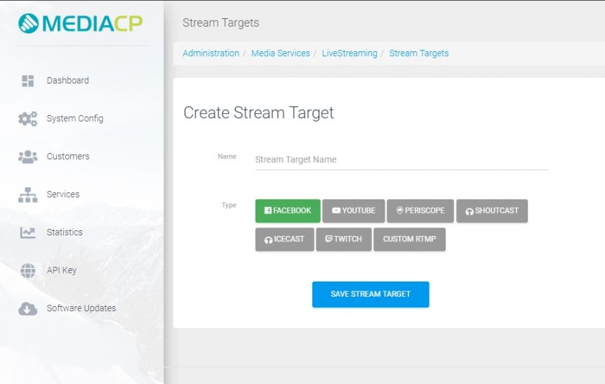 Panel de control de flussonic - Media Control Panel