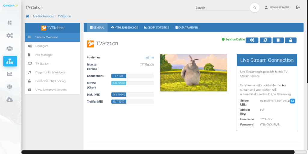 Shoutcast, Icecast, Wowza Streaming Engine Control Panel - MediaCP