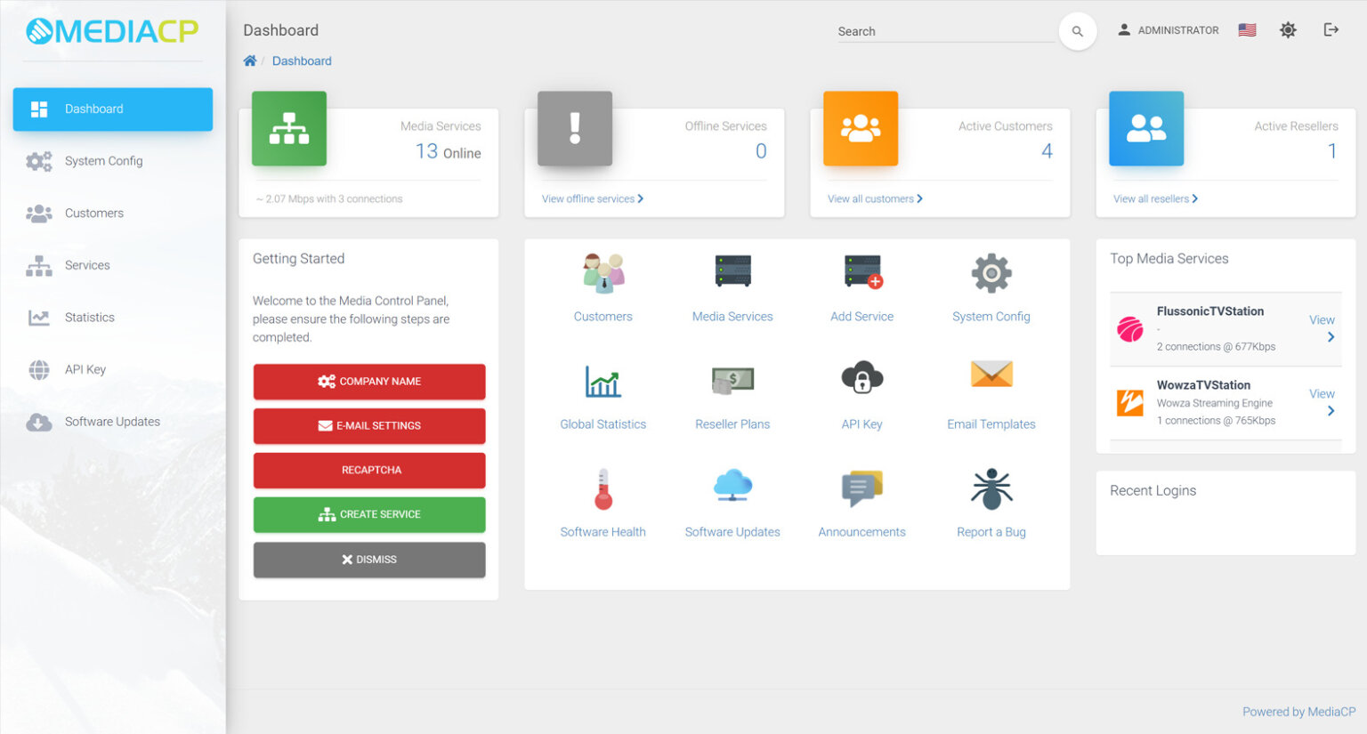 Video Streaming Panel - Media Control Panel