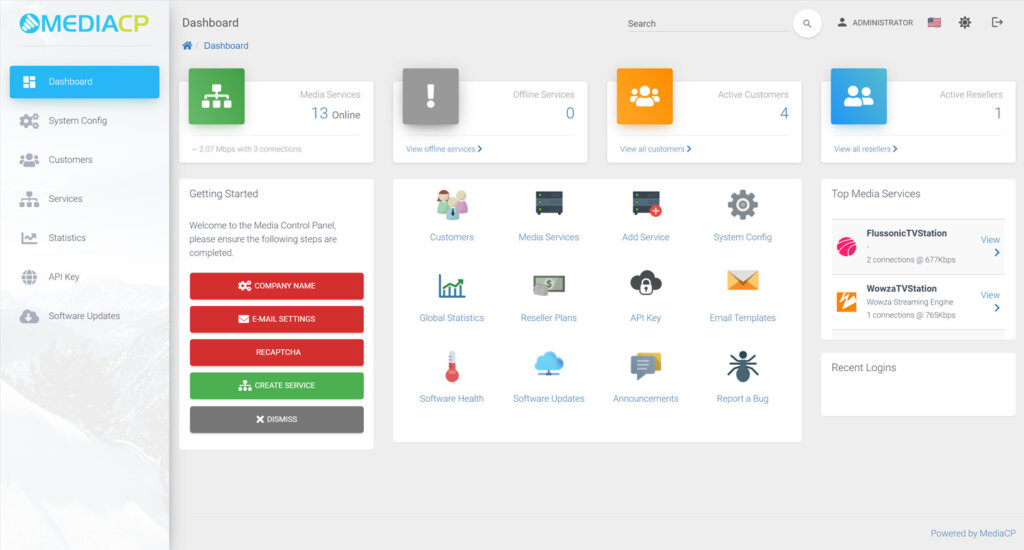 Shoutcast & Icecast Control Panel - Media Control Panel