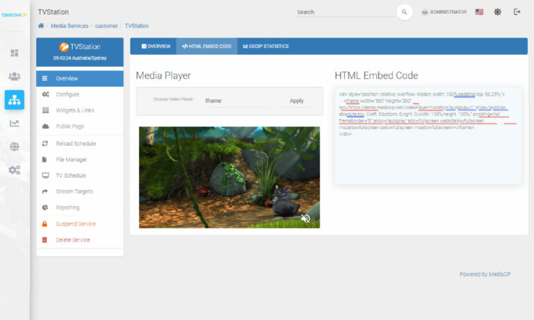 Flussonic Control Panel - Media Control Panel