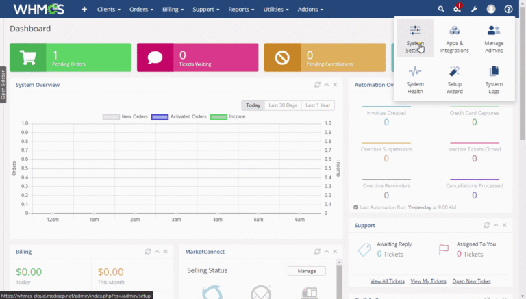 WHMCS Billing Provisioning Module - Media Control Panel