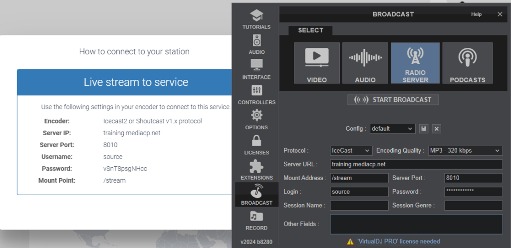 Icecast Live Broadcasting - Media Control Panel